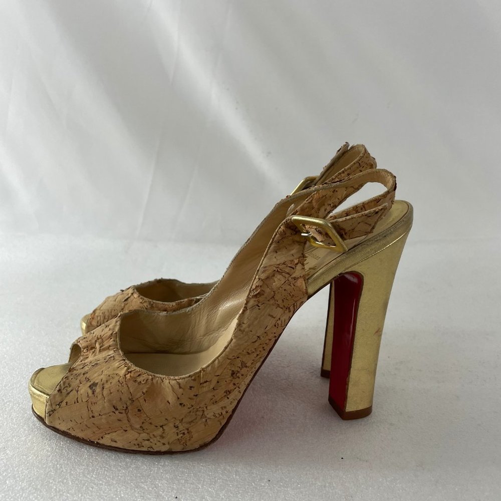 Christian Louboutin Cork Leather Platform Pumps - Gem
